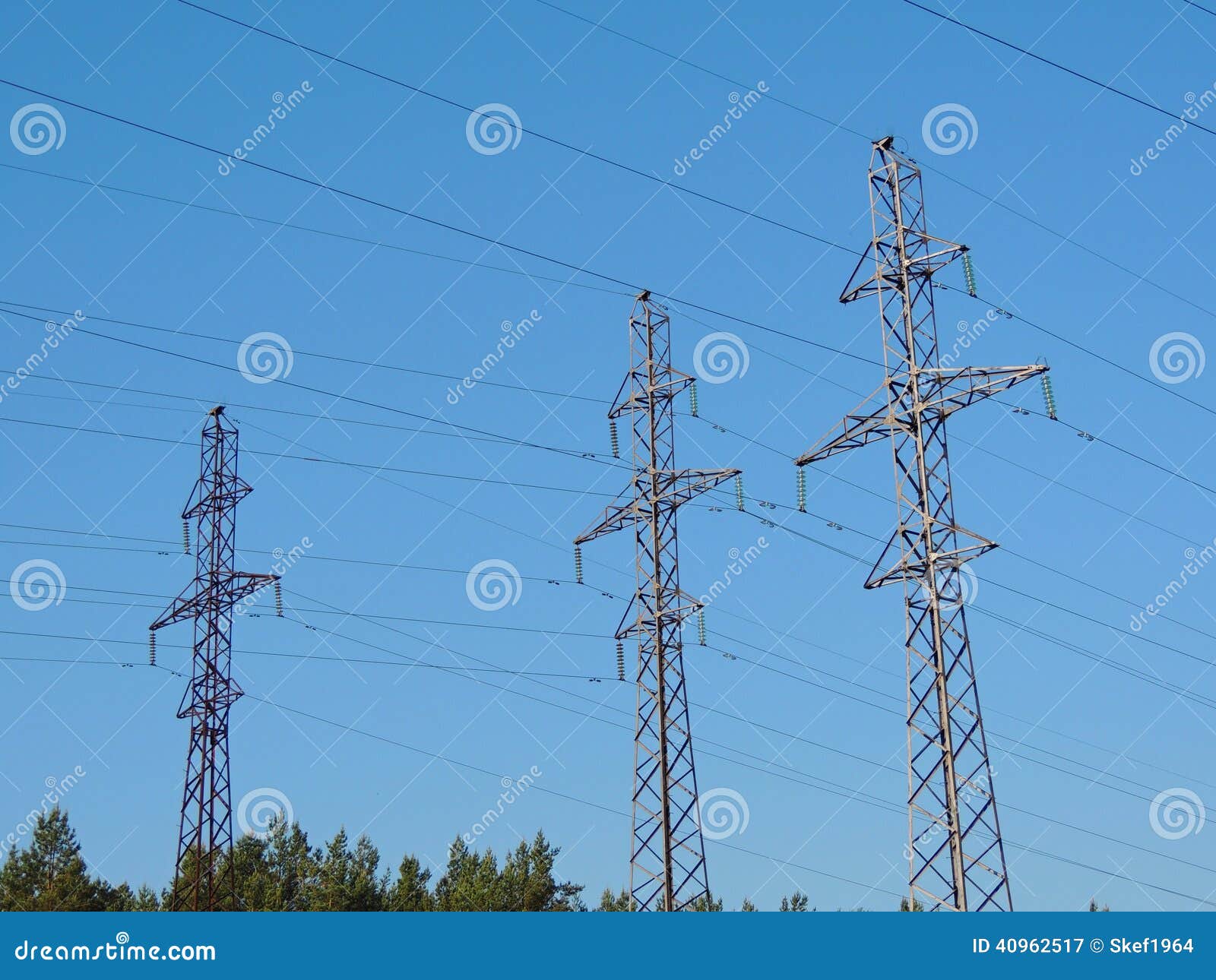 The Mast Of The High-voltage Power Transmission Line Is Located In The ...