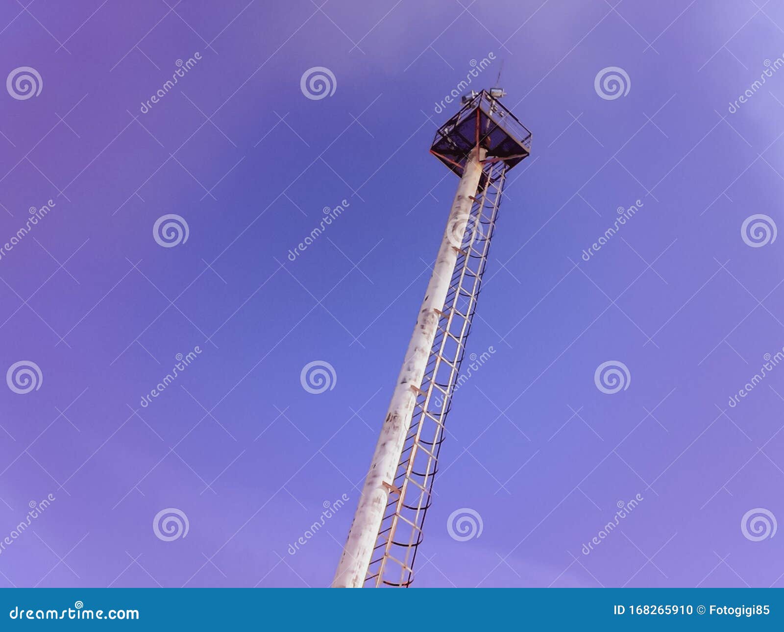 Mast Lighting on a Blue Sky . Mast with Lightning Rod and Observation ...