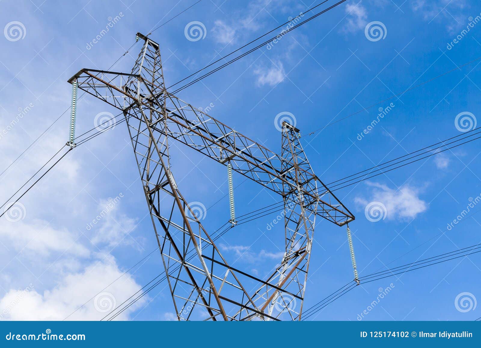Openwork Mast Construction of Power Lines. Stock Photo - Image of power ...