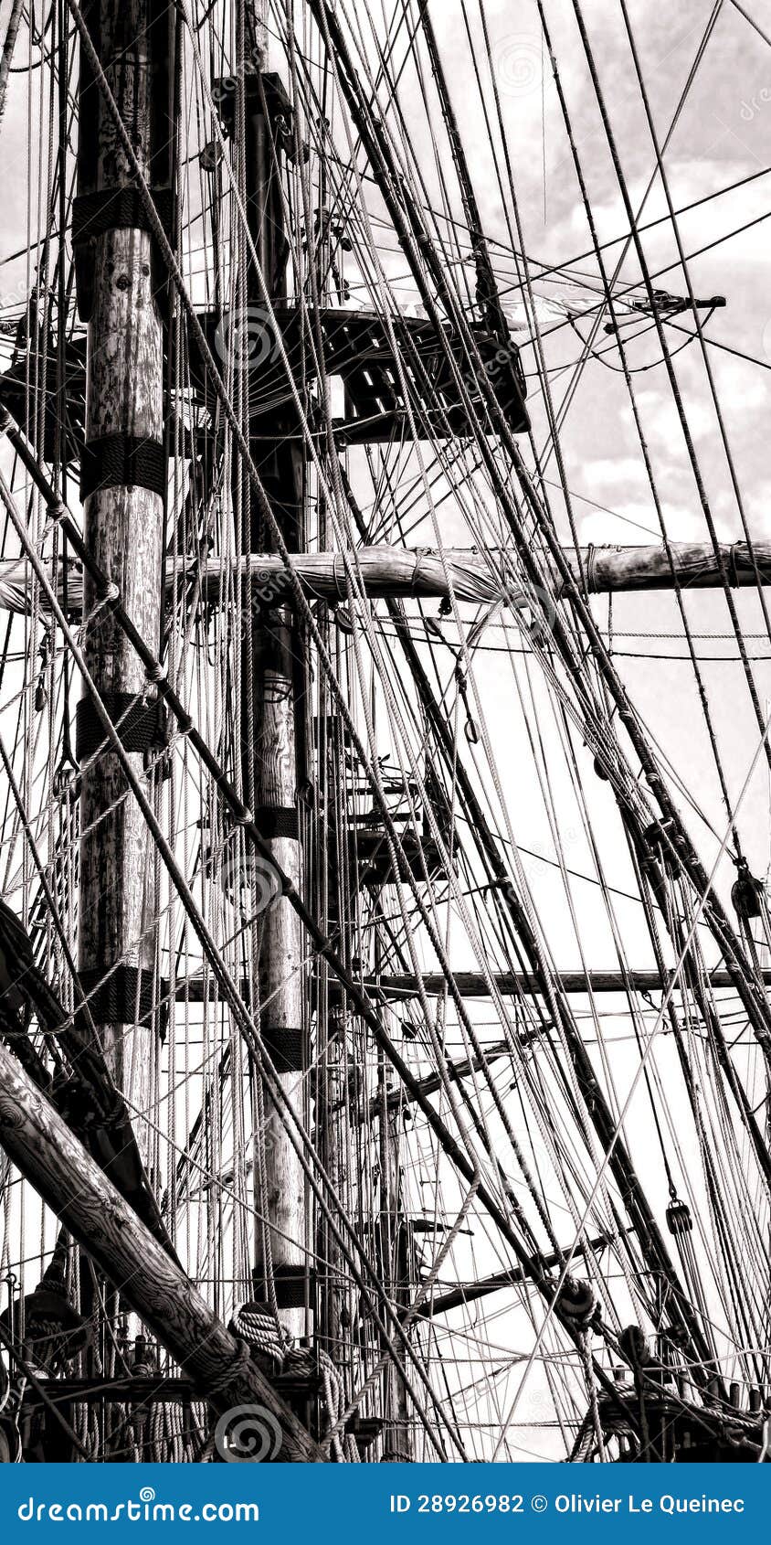 Mast and Rope Cordage Rigging on an Old Sail Ship Stock Photo - Image ...