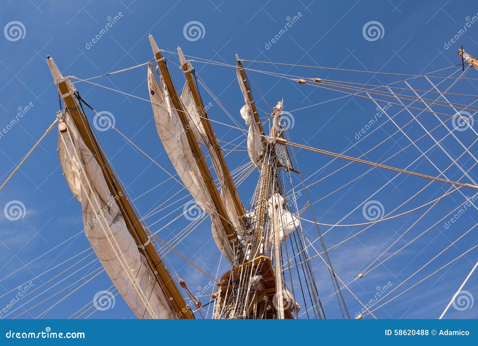 Mast of sail ship stock photo. Image of rigging, retro - 58620488