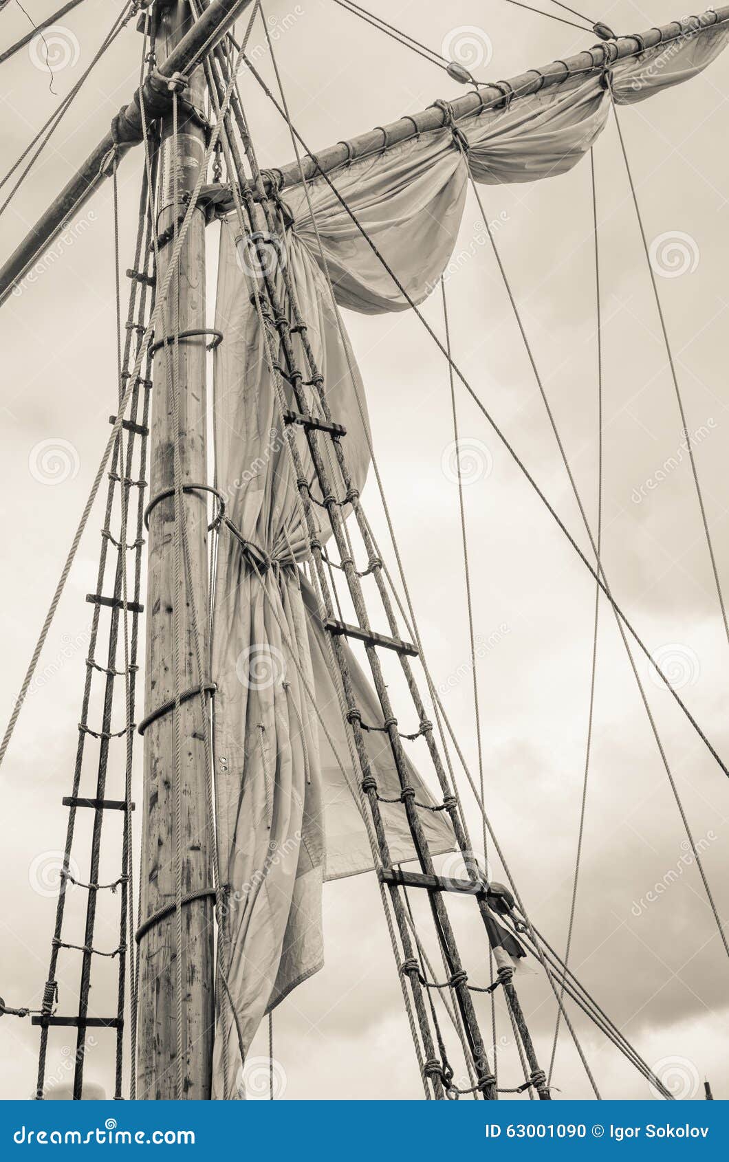 Mast and Sailboat Rigging, Toning Stock Photo - Image of historic ...