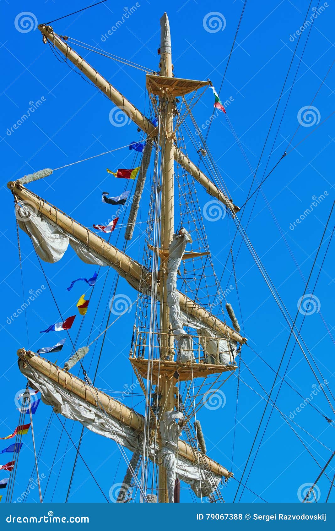 Mast of a Sailing Ship stock photo. Image of pennant - 79067388