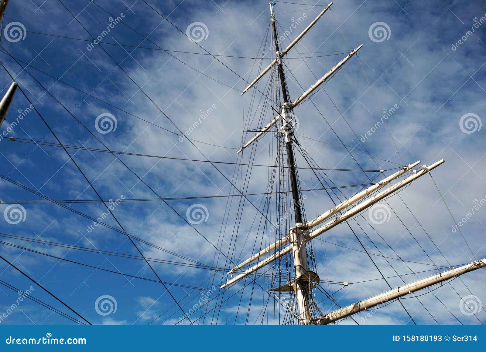 Mast of a sailing ship stock image. Image of blue, navigation - 158180193