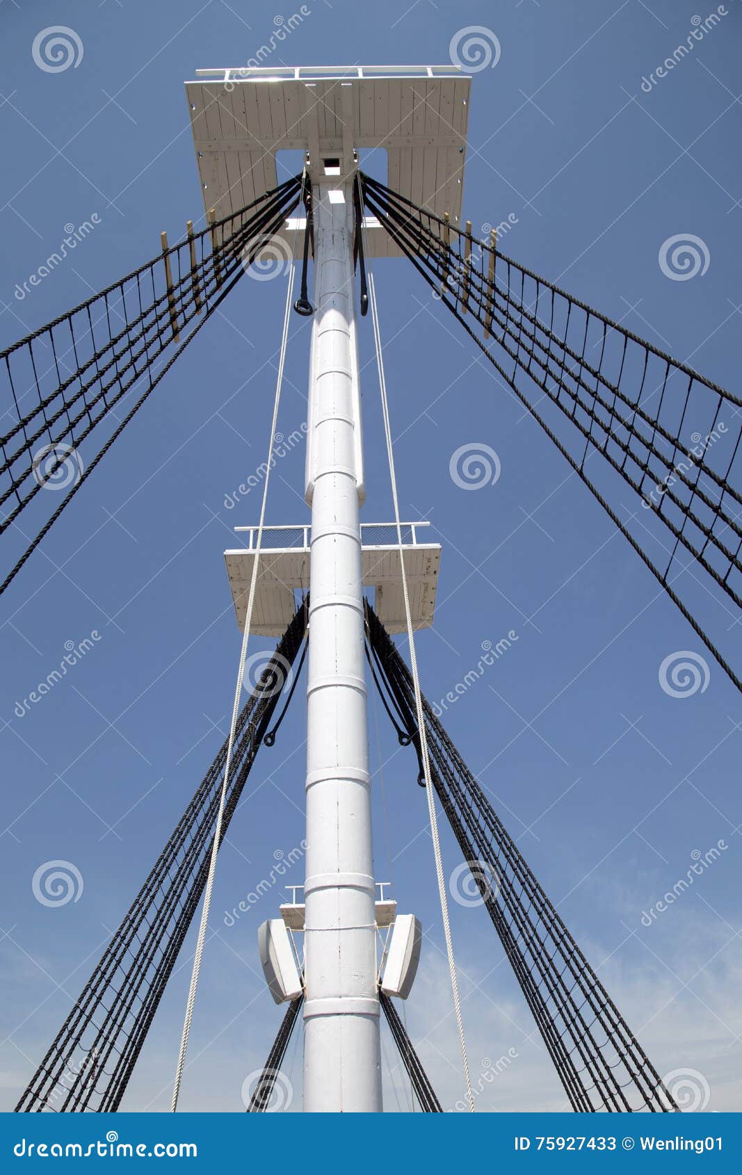 Mast of a sailing ship stock image. Image of outside - 75927433