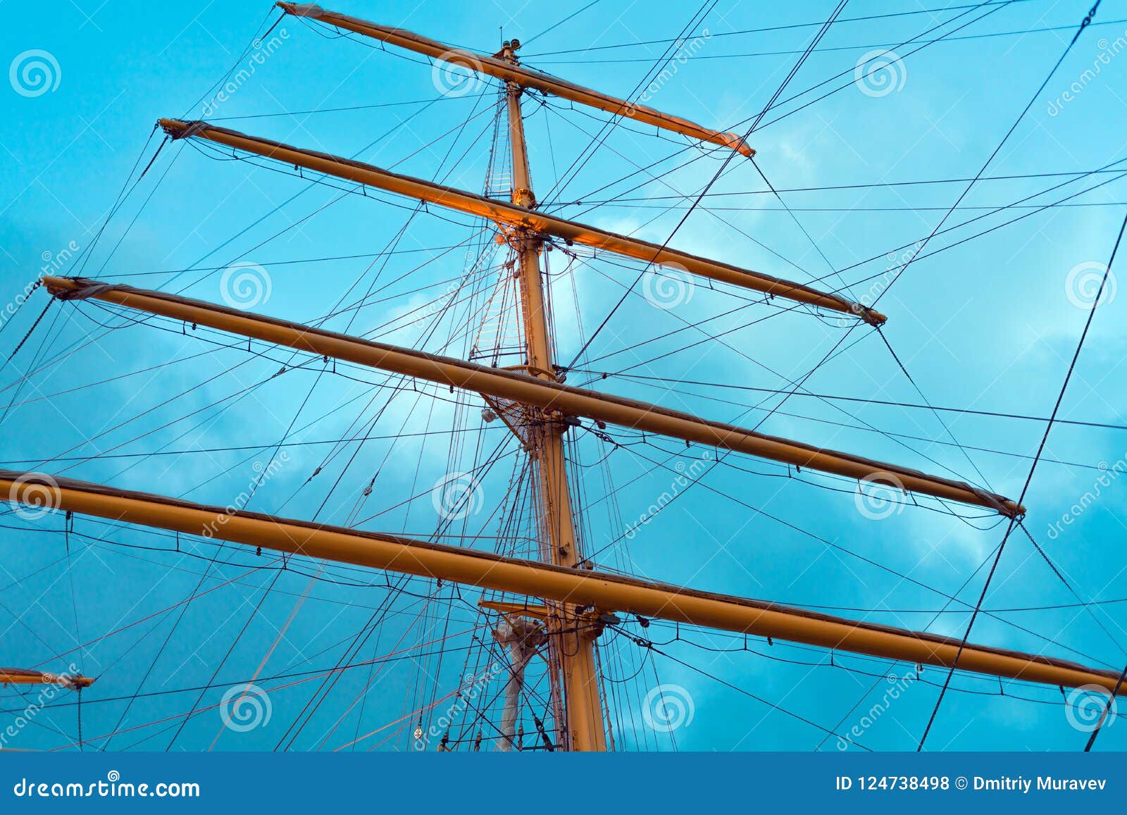 The Mast of a Sailing Ship, Bottom View Stock Photo - Image of yacht ...