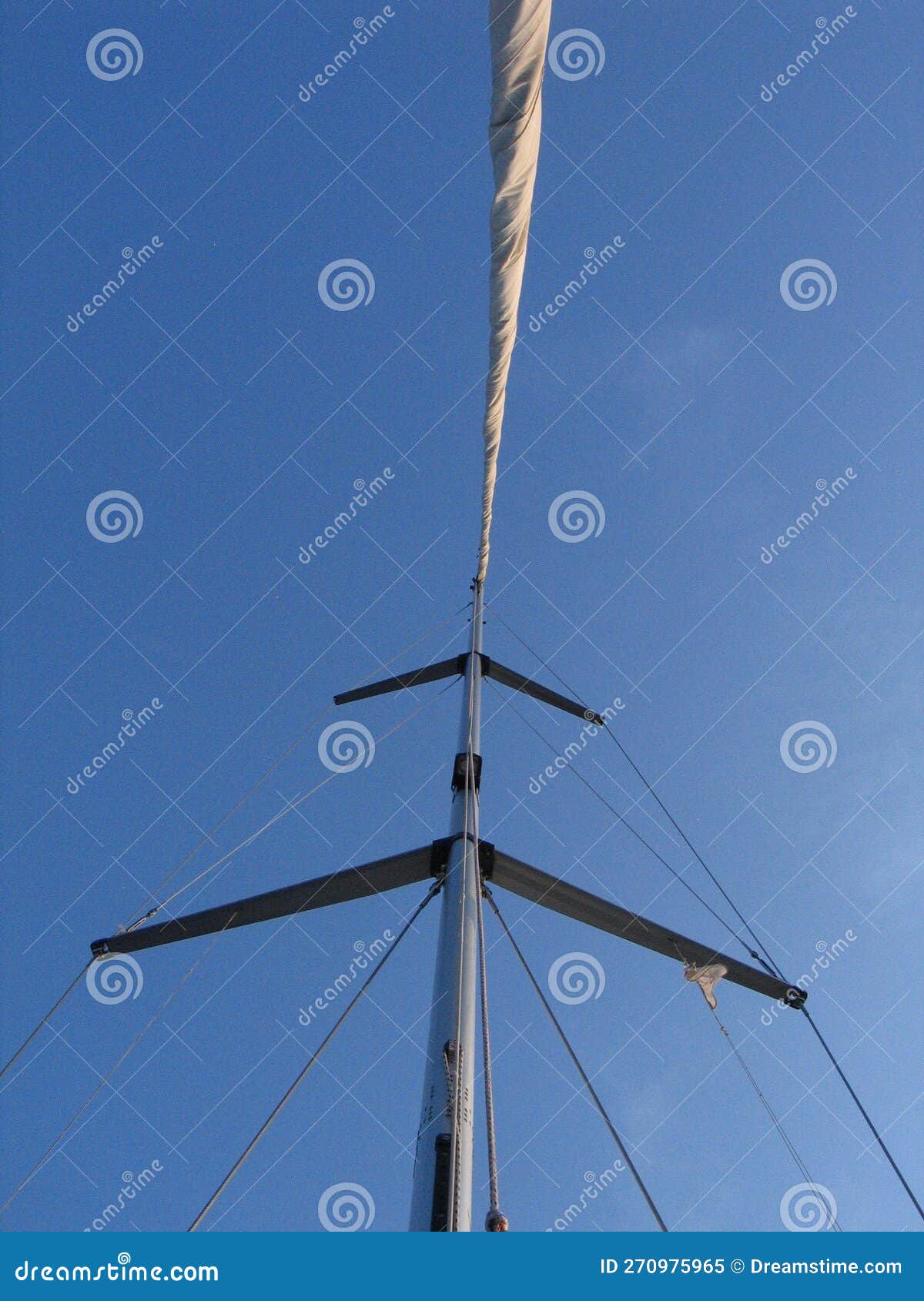 The Mast of a Sailing Ship with Its Sails Furled Stock Image - Image of ...