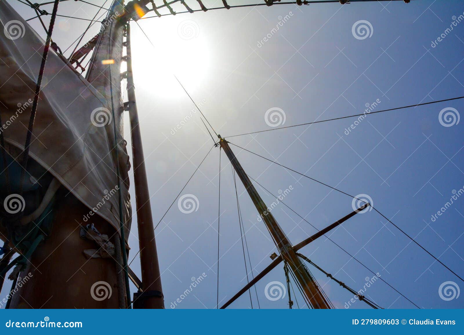 Mast of a Sailing Ship with No Sails Set Stock Image - Image of ...