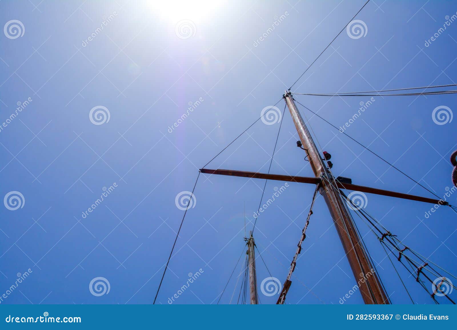 Mast of a Sailing Ship with No Sails Set Stock Image - Image of ...