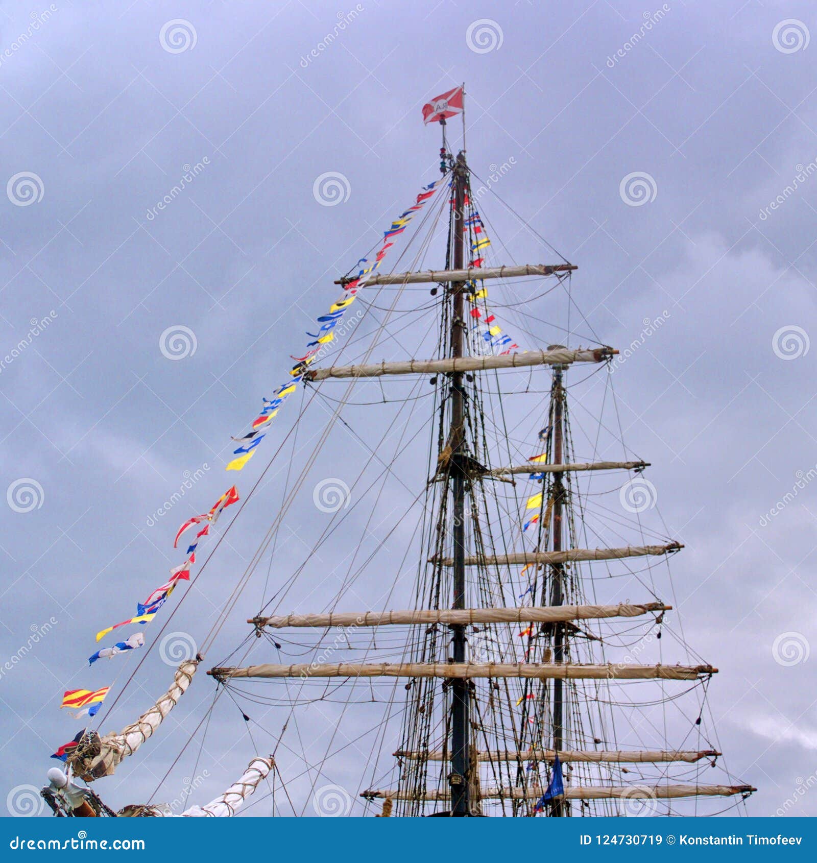 Image of the Mast of a Sailing Ship with Signal Flags. Stock Image ...