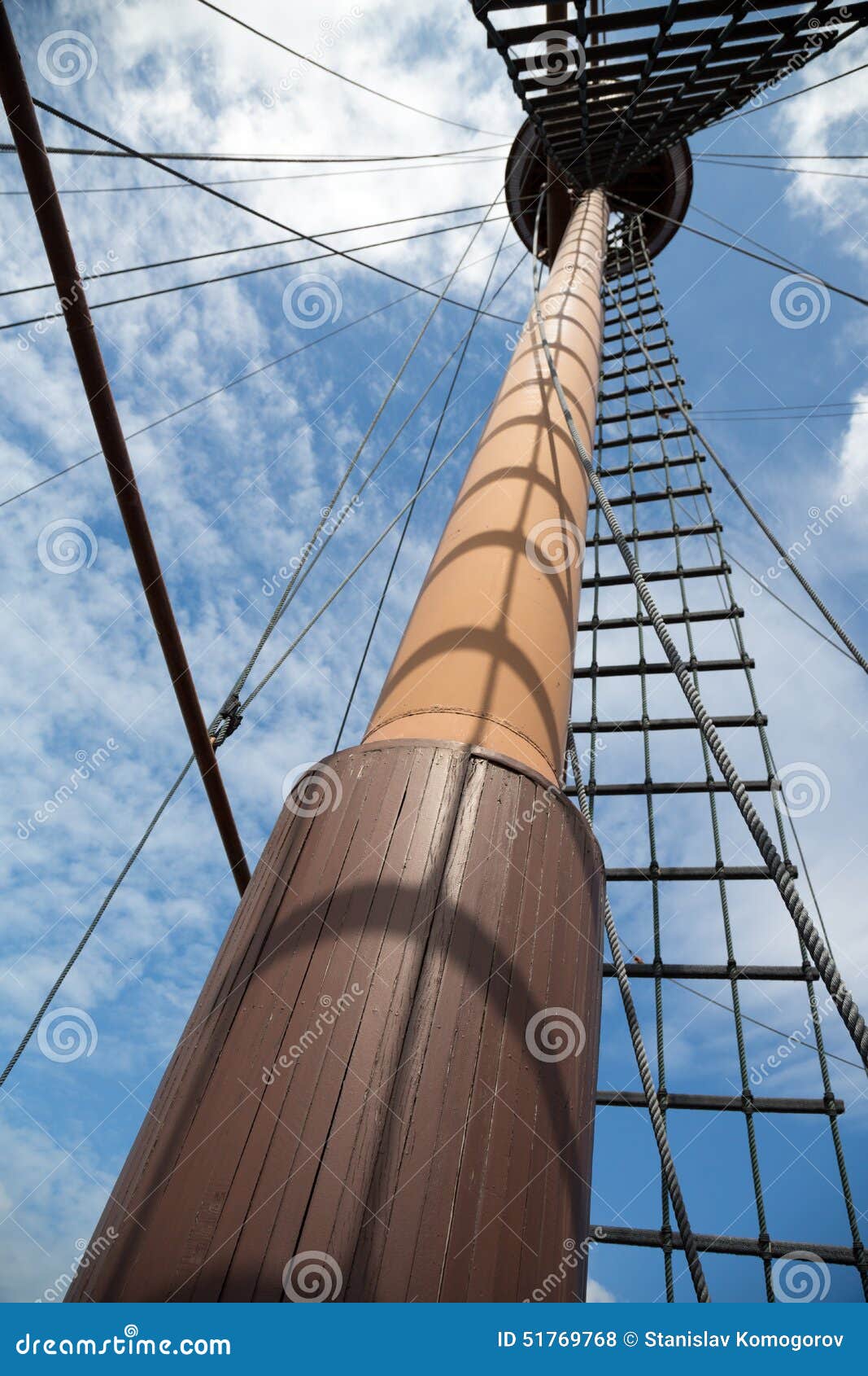 Mast on a Sailing Wooden Ship Stock Photo - Image of wooden, filibuster ...