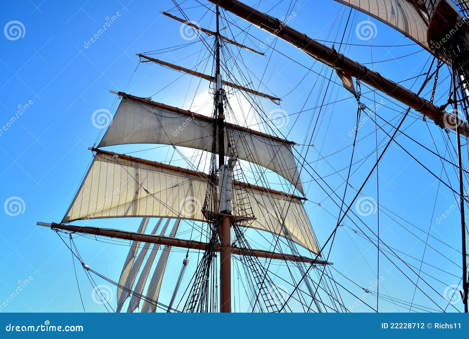Mast, sails and rigging. stock photo. Image of blue, sails - 22228712