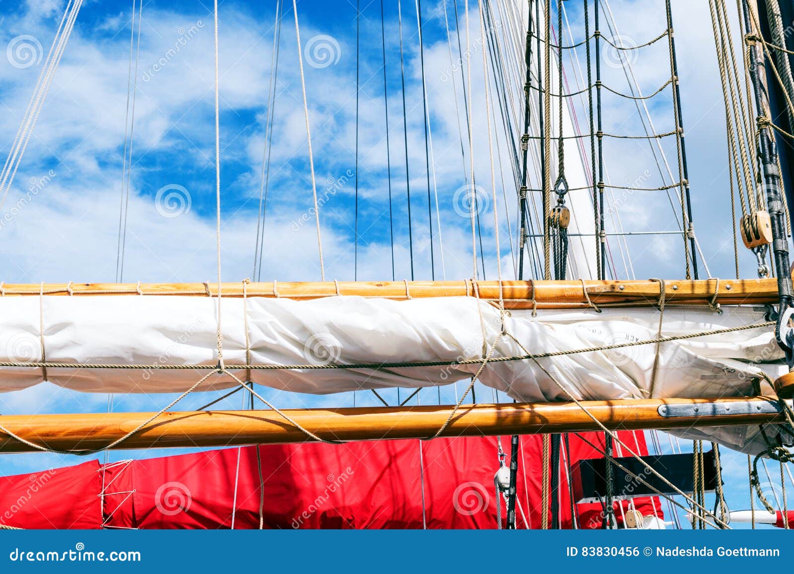Mast, Sails and Shroud of a Tall Ship. Rigging Detail. Stock Photo ...
