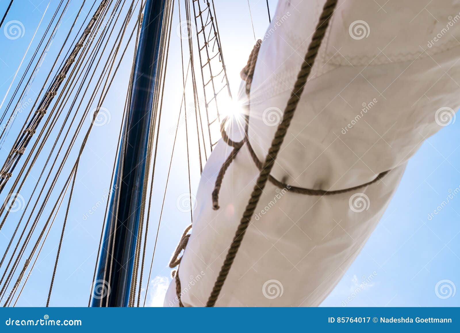 Mast, Sails and Shroud of a Tall Ship. Rigging Detail. Stock Image ...