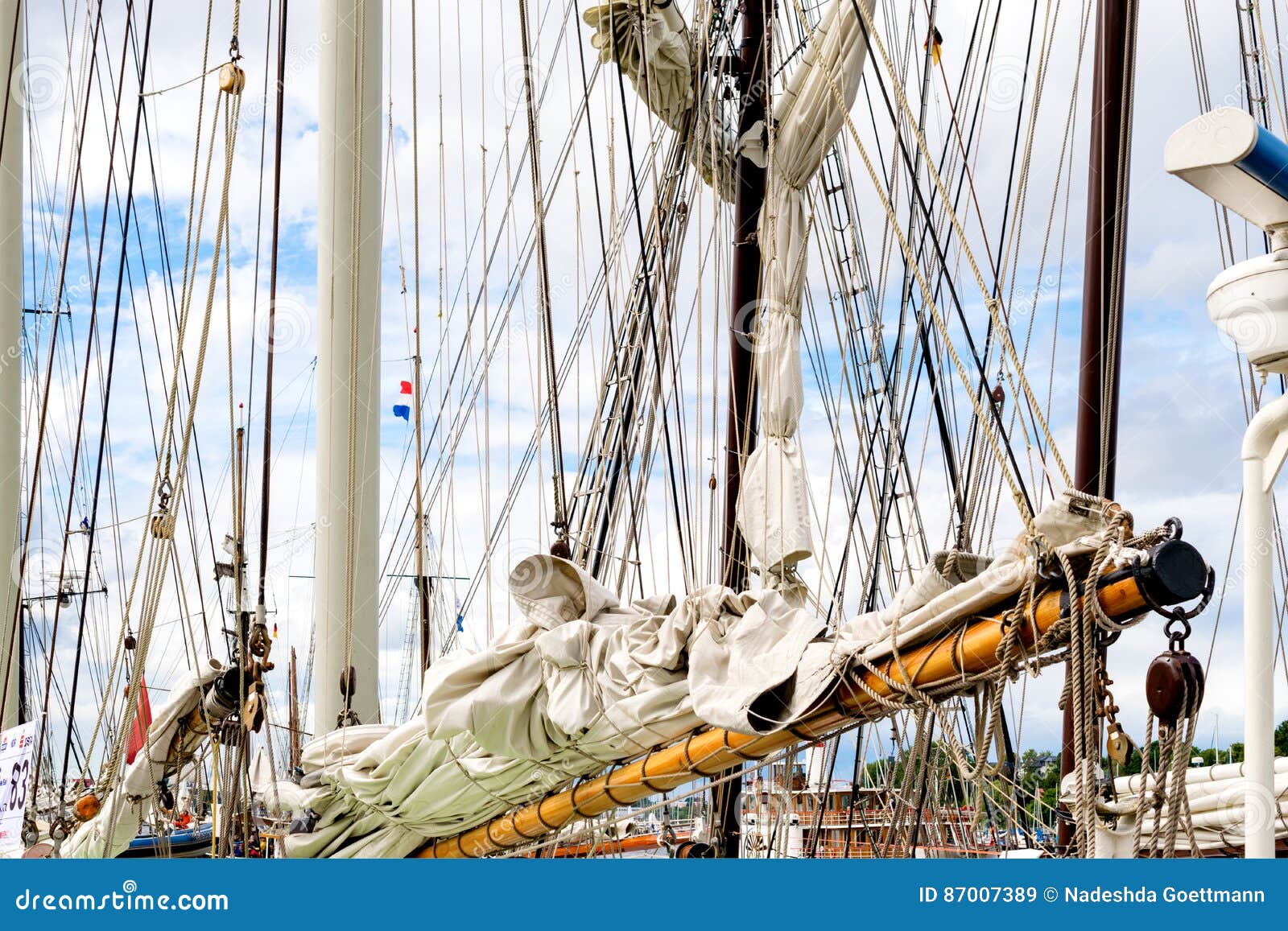 Mast, Sails and Shroud of a Tall Ship. Rigging Detail. Stock Image ...