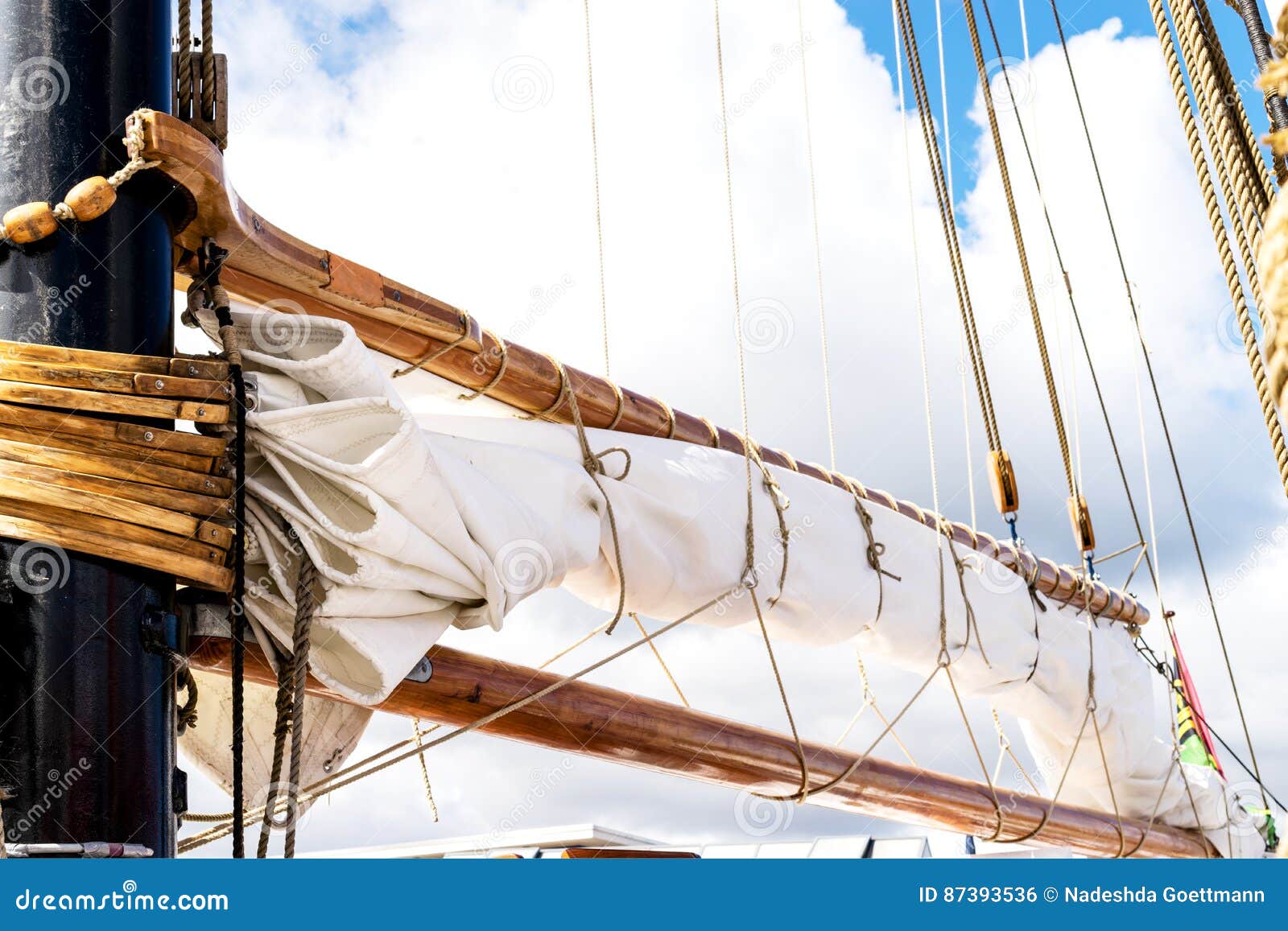 Mast, Sails and Shroud of a Tall Ship. Rigging Detail. Stock Photo ...