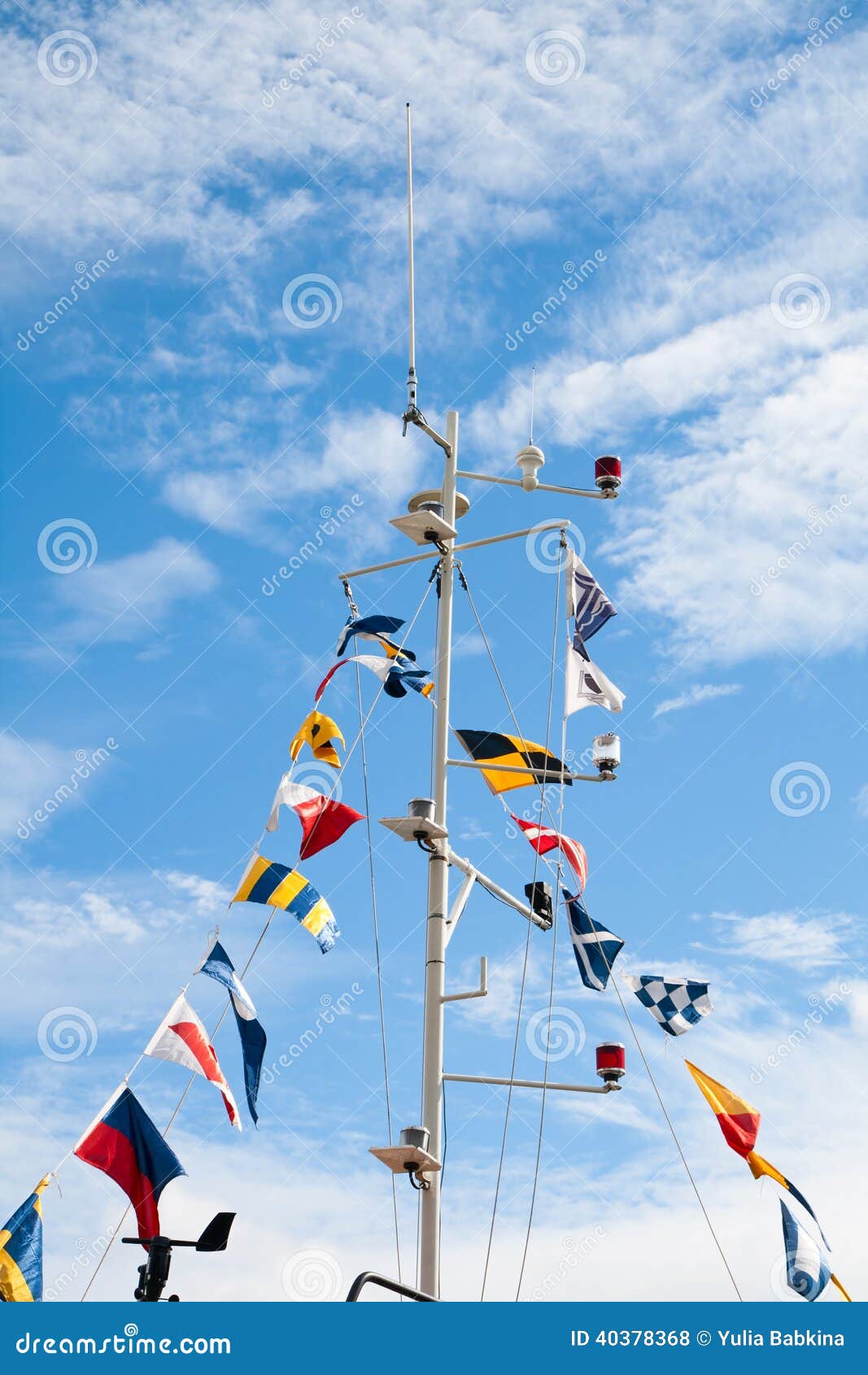 Mast with signal flags stock photo. Image of cloud, stripe - 40378368