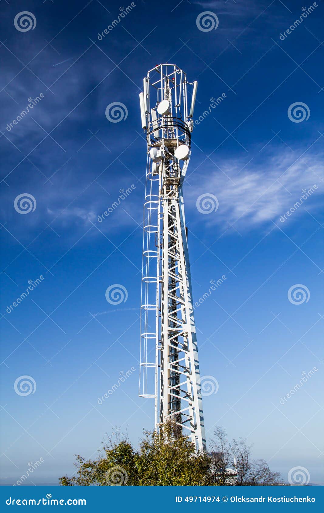 Mast is To Accommodate Cellular Antennas on Blue Sky Background Stock ...