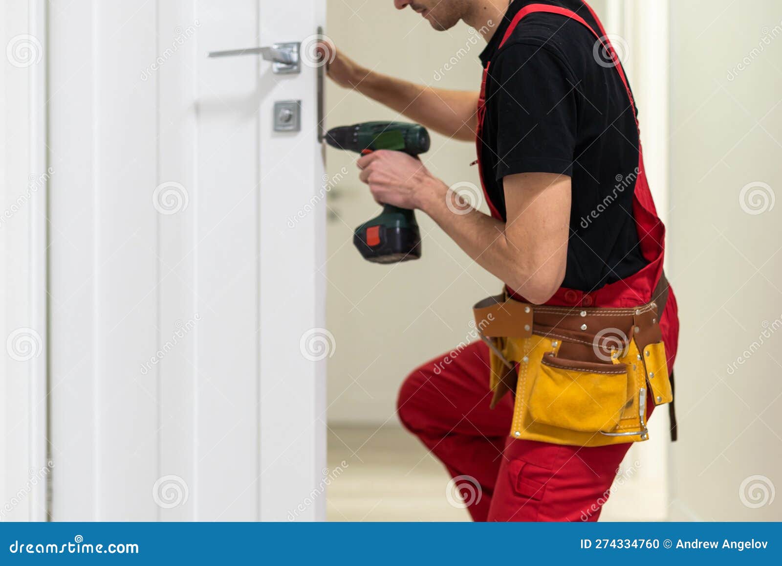 The Master Adjusts the Fittings in the Doors. the Plastic Door Jammed ...