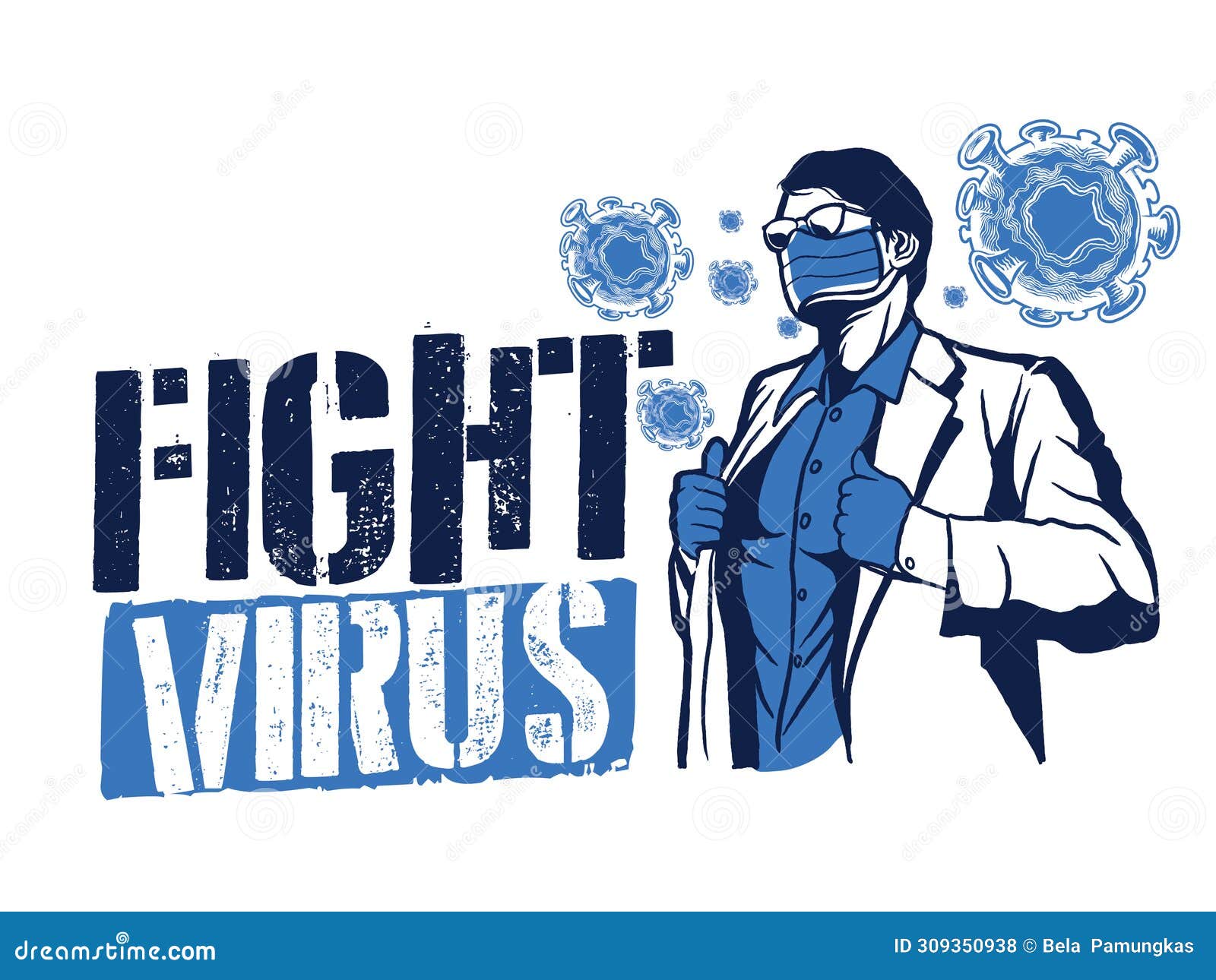 Vector Illustration Fight Virus. Cure Corona Virus. People Fight Virus ...