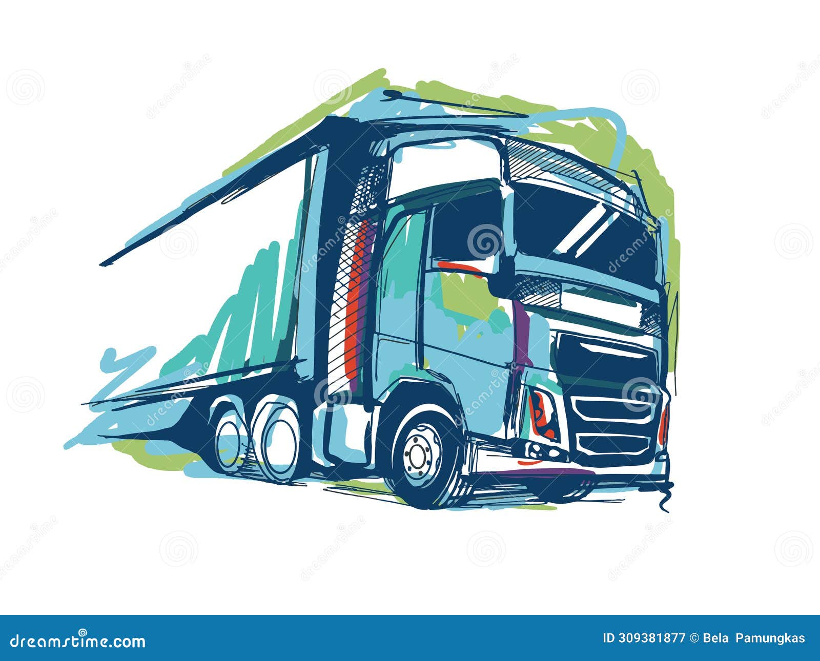 Sketch Logistics and Delivery Poster. Hand Drawn Truck. Stock ...