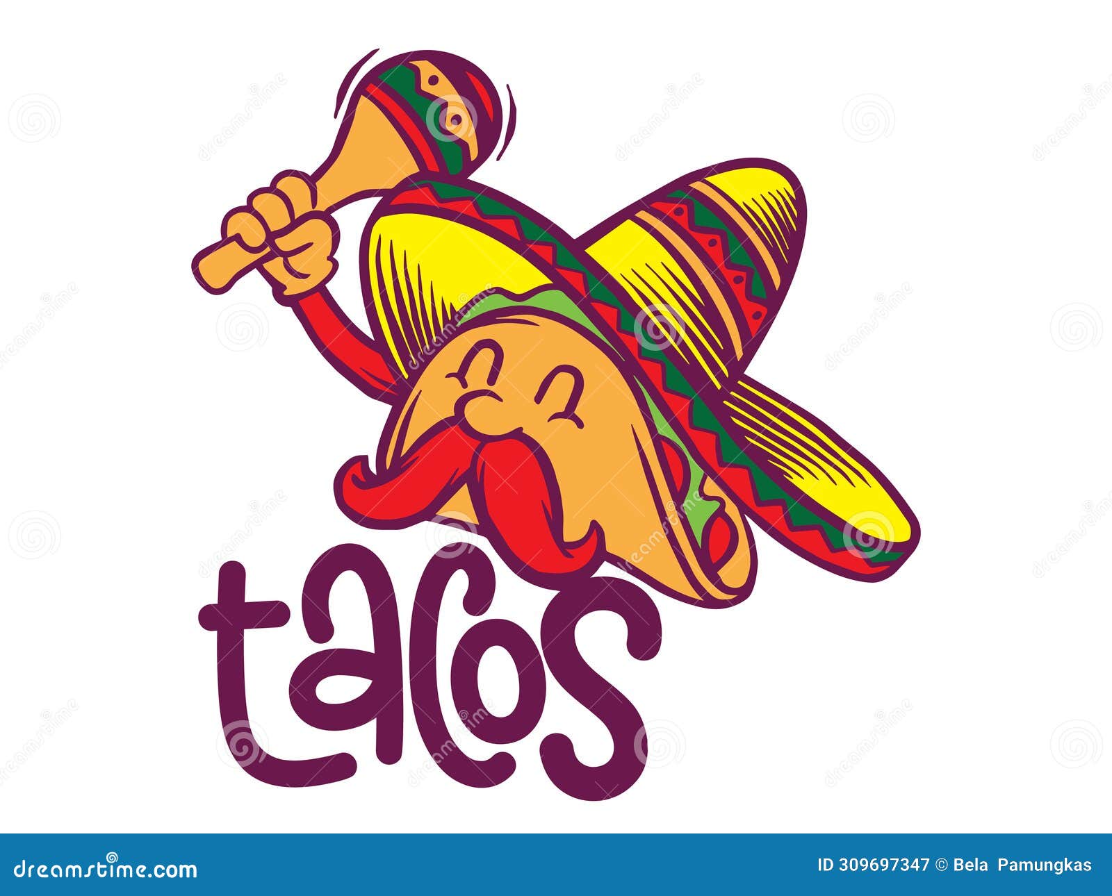 Stylized Hot, Freshly Made Mexican Taco Logo Template, Vector ...