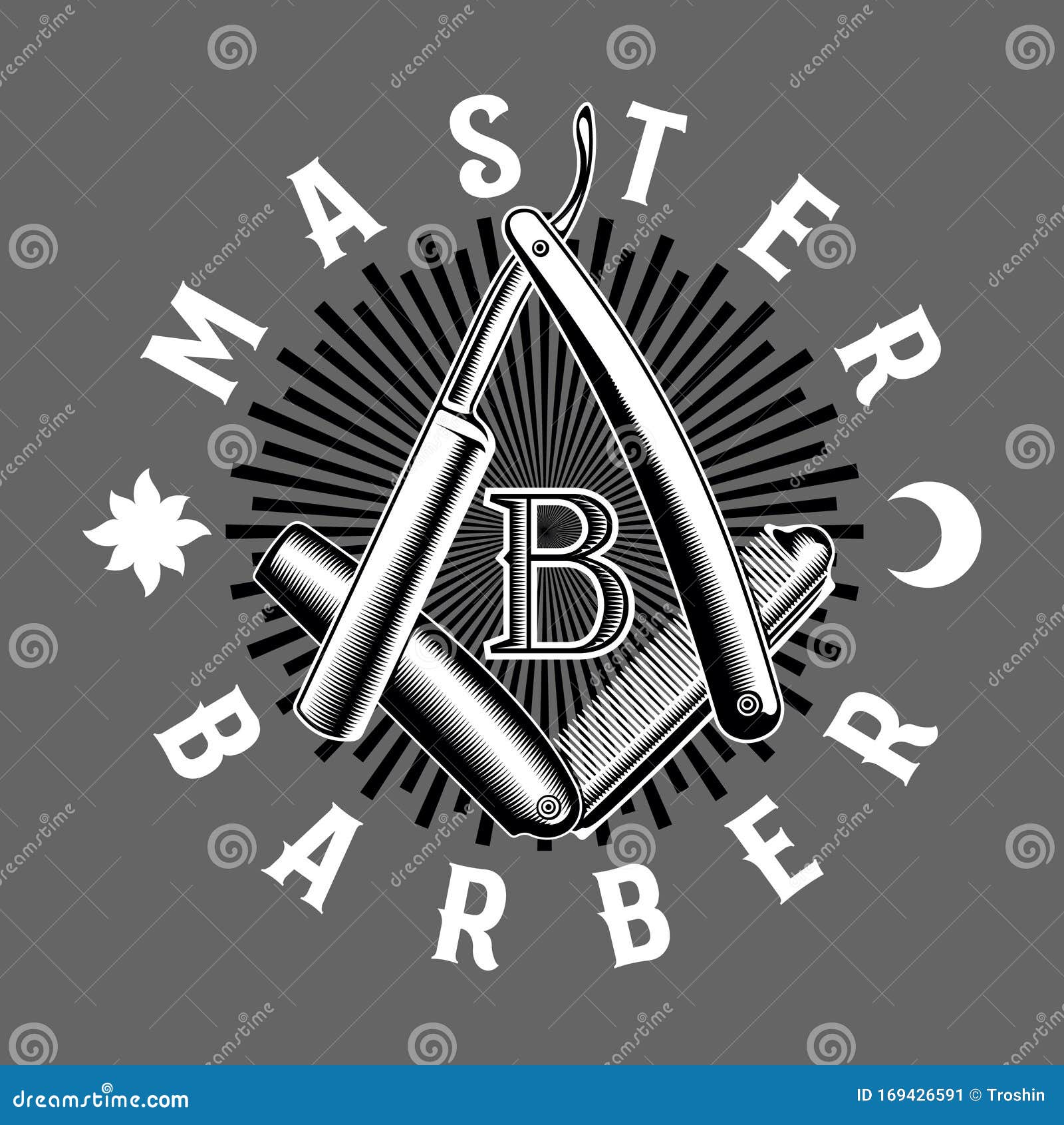 Master Barber. Masonic Style Emblem. Stock Vector - Illustration of ...