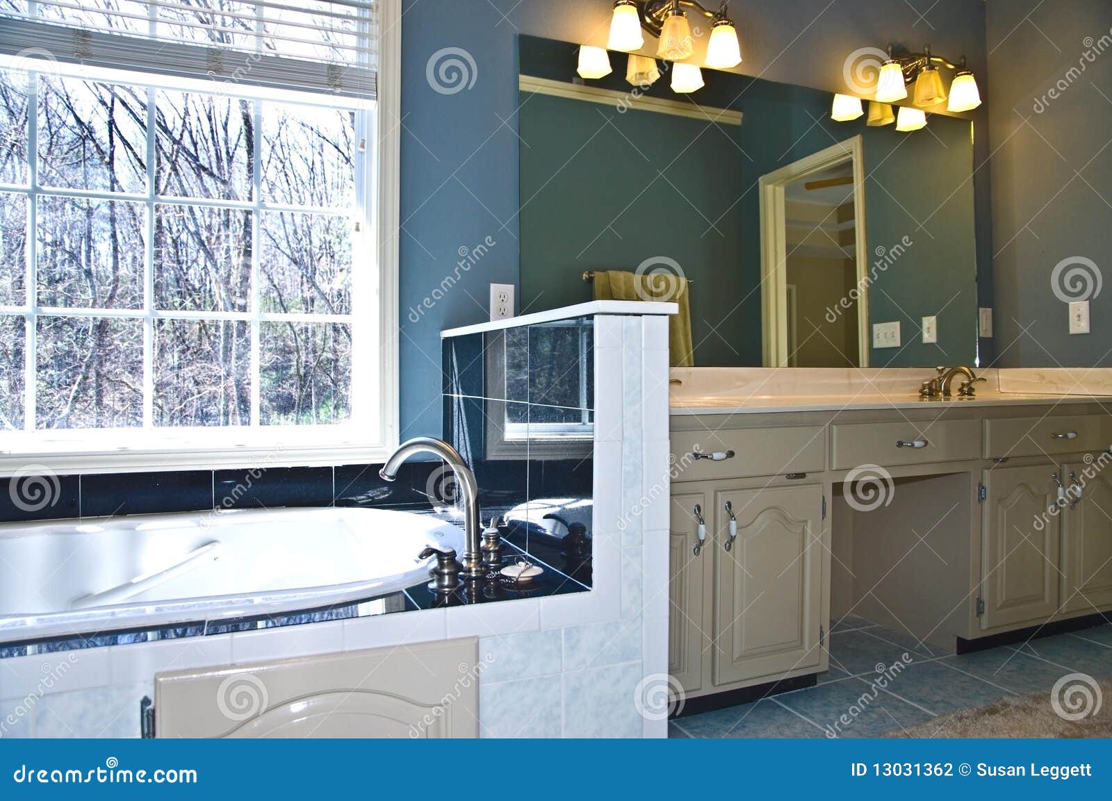 Master Bath Area stock photo. Image of bathtub, blue - 13031362