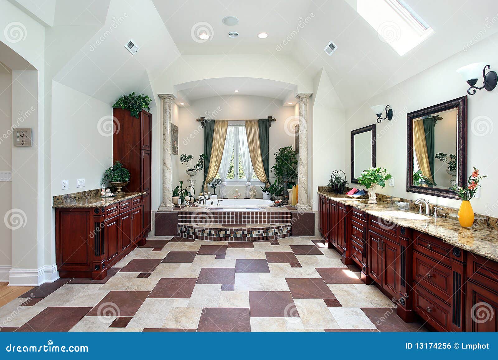 Master bath with columns stock photo. Image of family - 13174256
