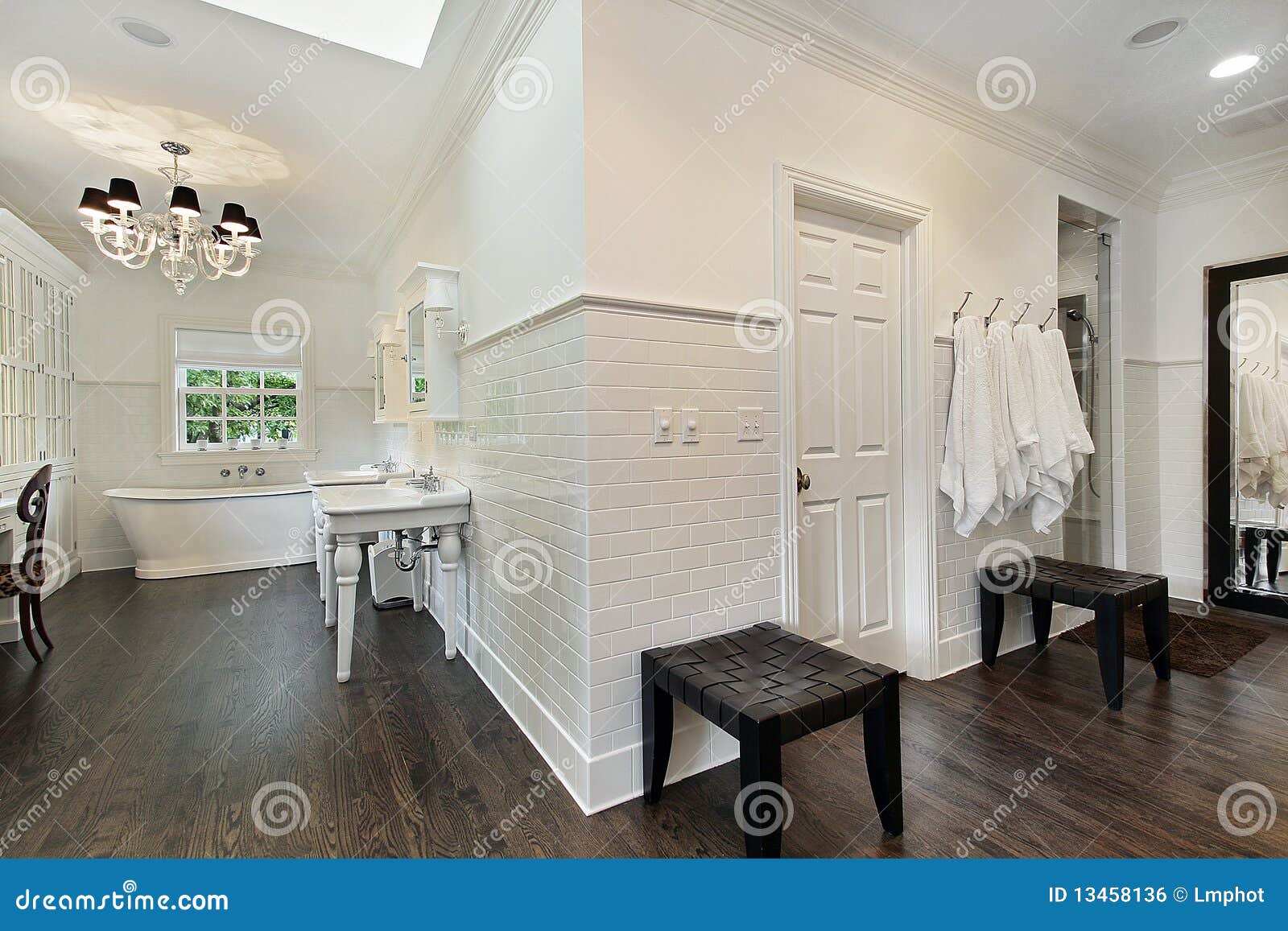 Master Bath with Dressing Area Stock Photo - Image of furniture, room ...