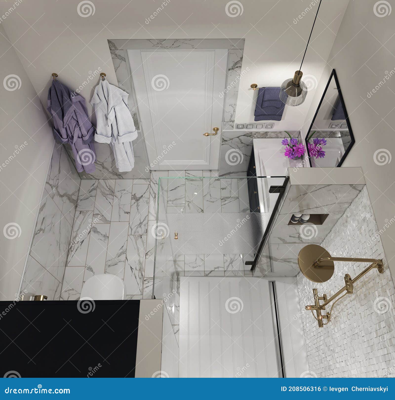 Master Bathroom Design Ideas, 3D Render Stock Illustration ...