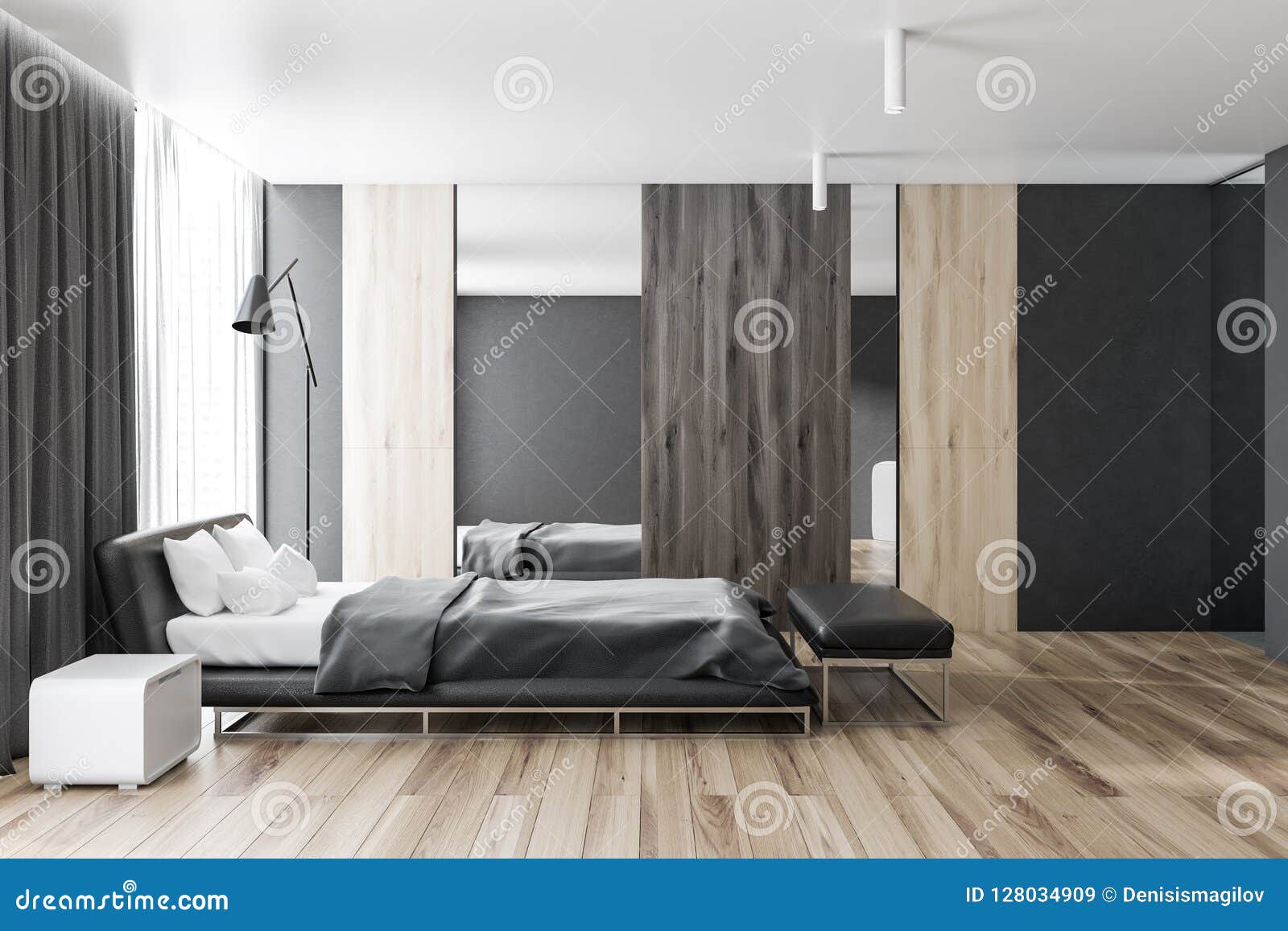 Master Bedroom Interior, Side View Stock Illustration - Illustration of ...