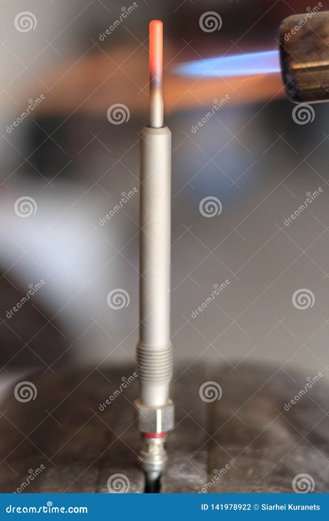 Master in Blue Gloves Check the Candle. Engine Compartment in the Car ...