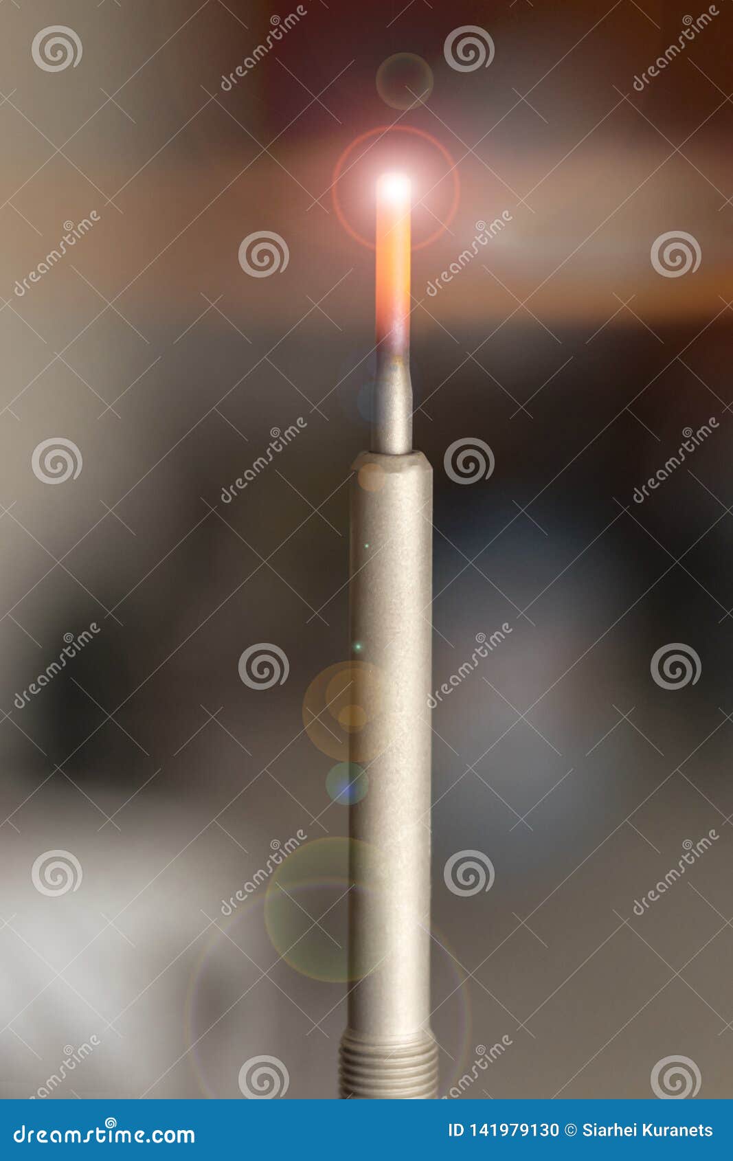 Master in Blue Gloves Check the Candle. Engine Compartment in the Car ...