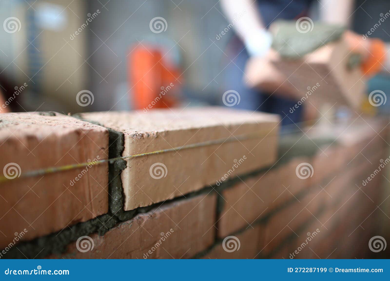 Master Builder Makes Brickwork in House Closeup Stock Image - Image of installation, cement ...