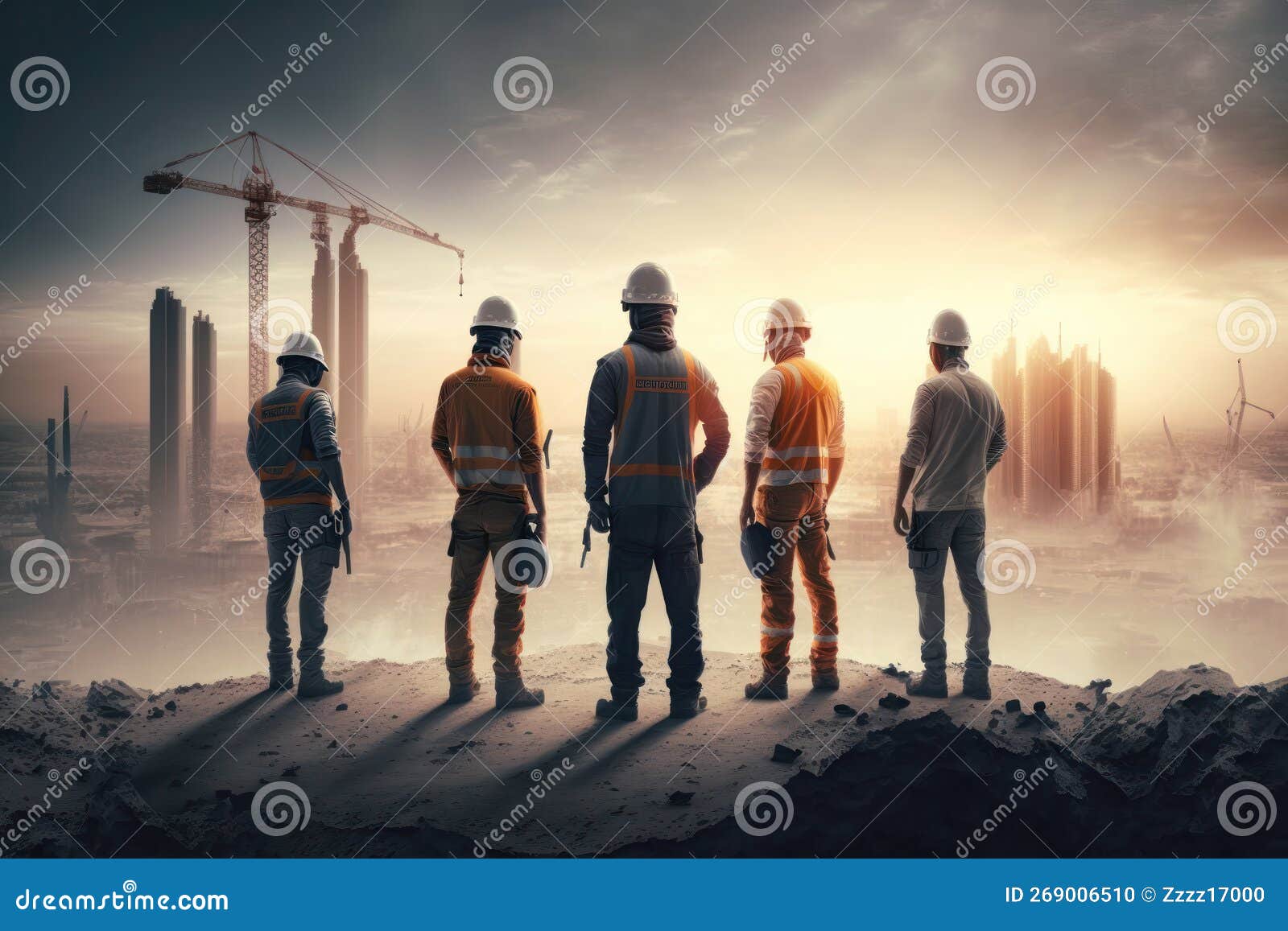Master Builders: the Skilled Men of Construction Engineering. Generative AI Stock Illustration ...