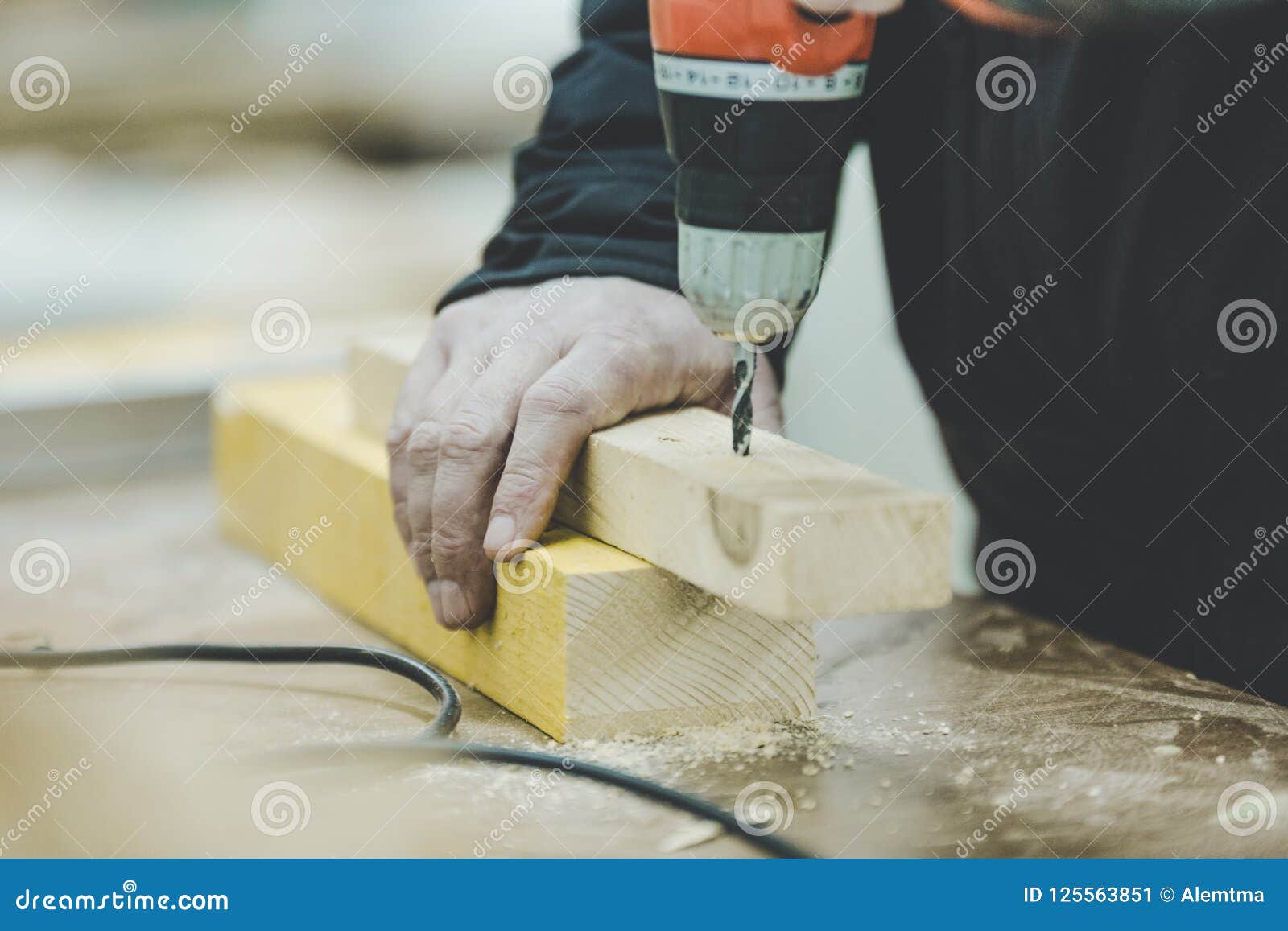 Master Carpenter Working on Woodwork Using Electric Tools Stock Image ...