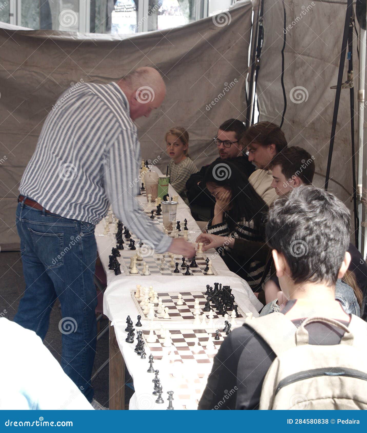 Simultaneous Chess Competition On The City Square Stock Photography ...