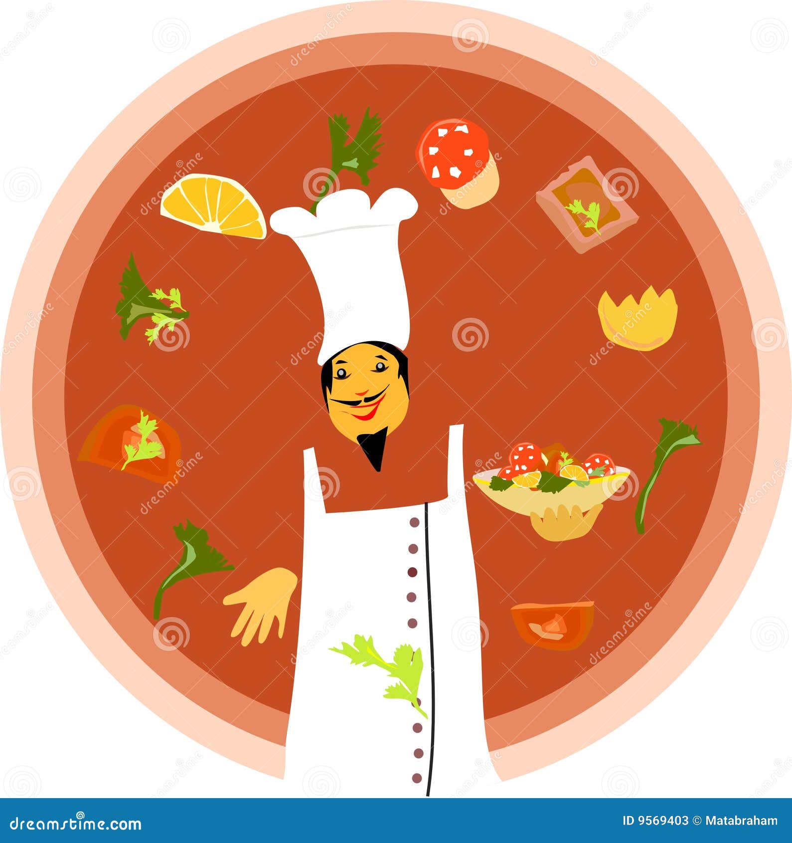 Master Chef Ready with Ingredients Stock Illustration - Illustration of ...