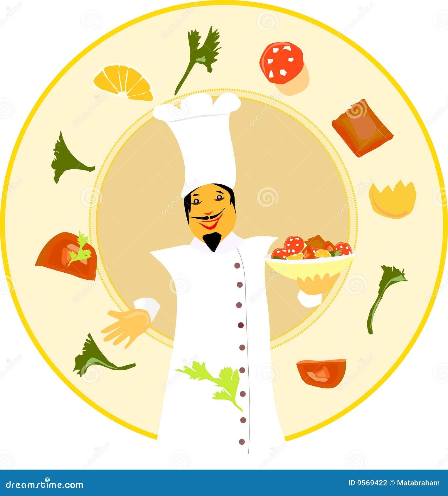 Master Chef Welcoming with Delicious Food Stock Illustration ...