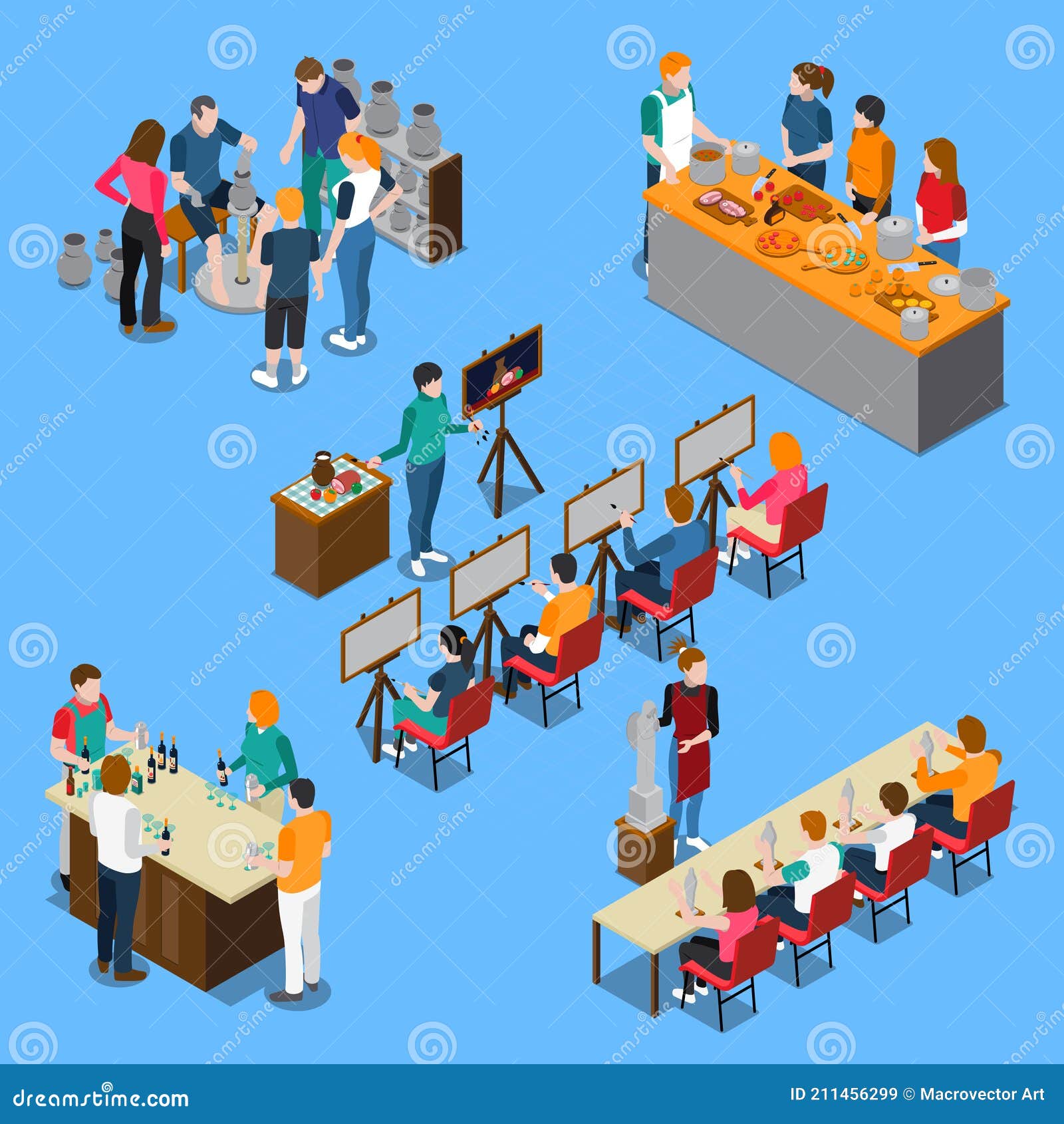 Master Class Isometric Set stock vector. Illustration of drawing ...