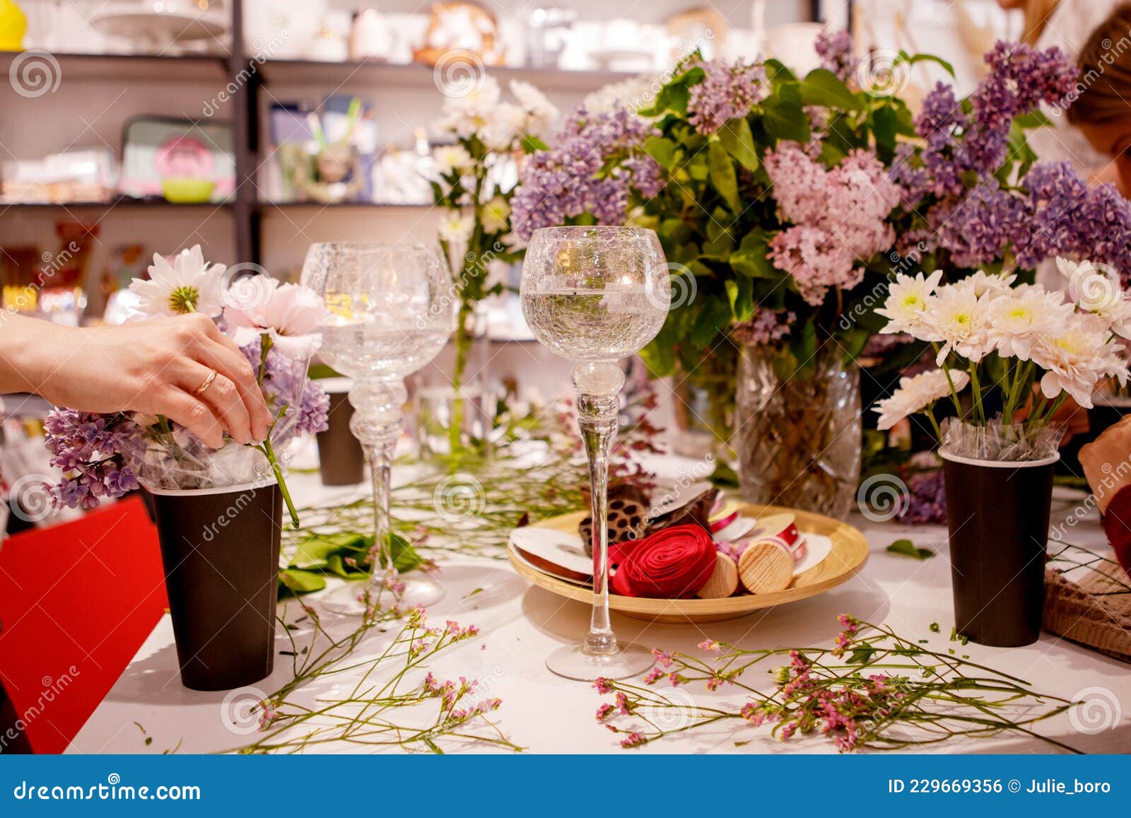 Master Class on Making Bouquets of Flowers, Details Stock Photo - Image ...