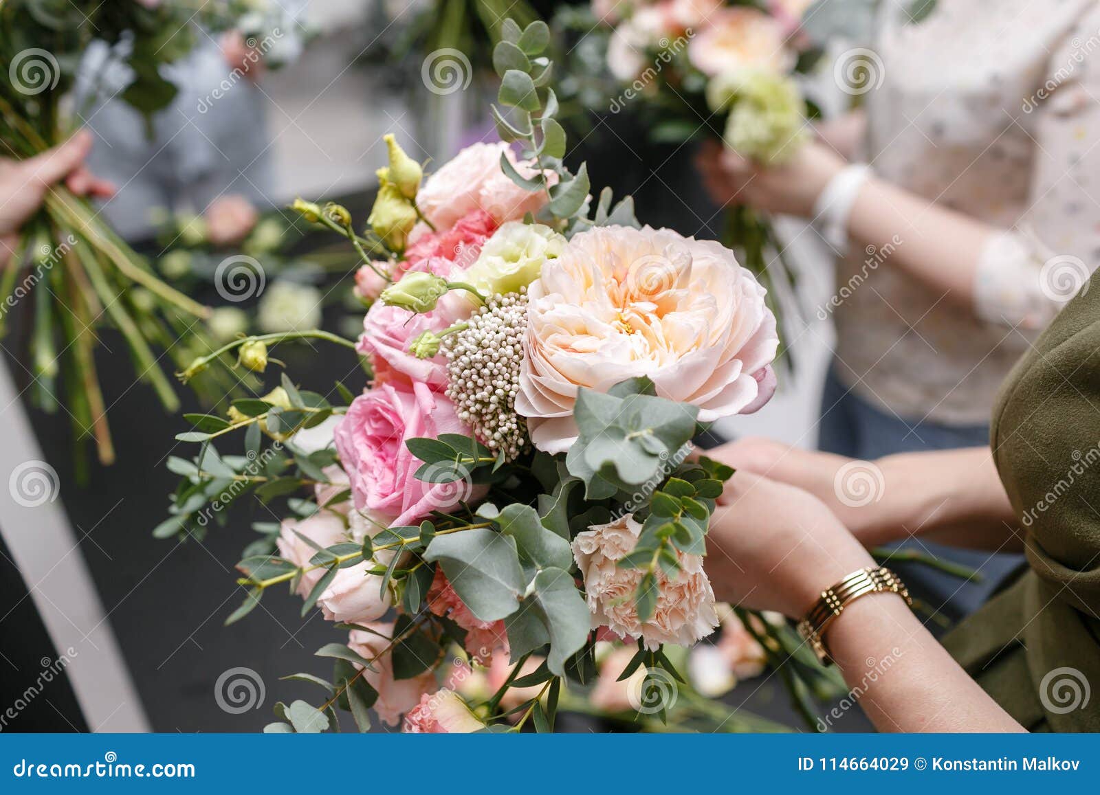 Master Class on Making Bouquets. Spring Bouquet Stock Image - Image of ...