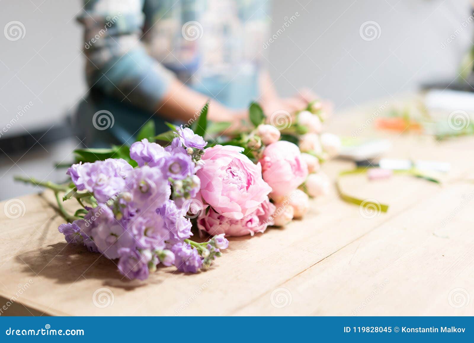 Master Class on Making Bouquets. Spring Bouquet Stock Image - Image of ...