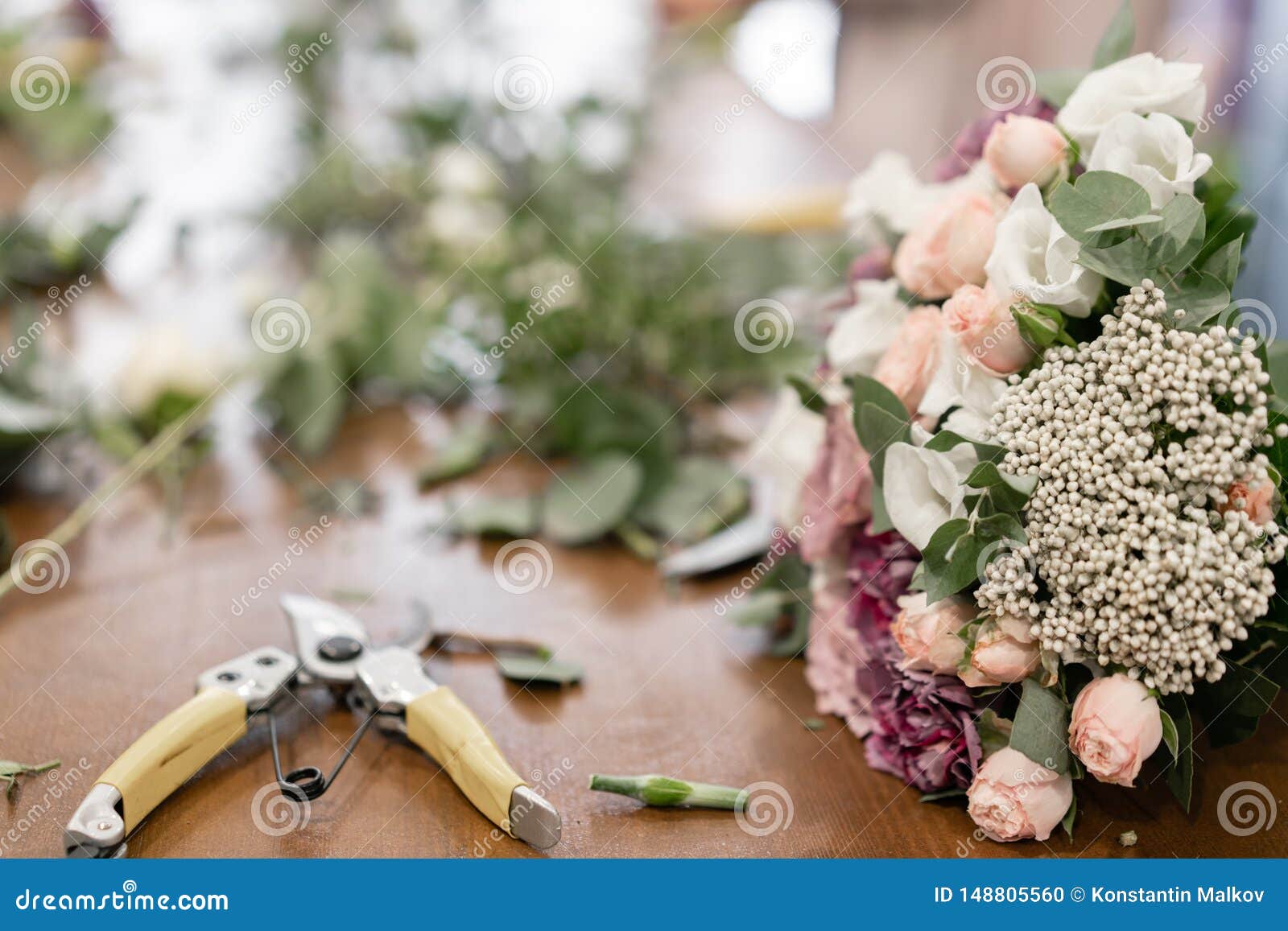 Master Class on Making Bouquets. Summer Bouquet Stock Photo - Image of ...