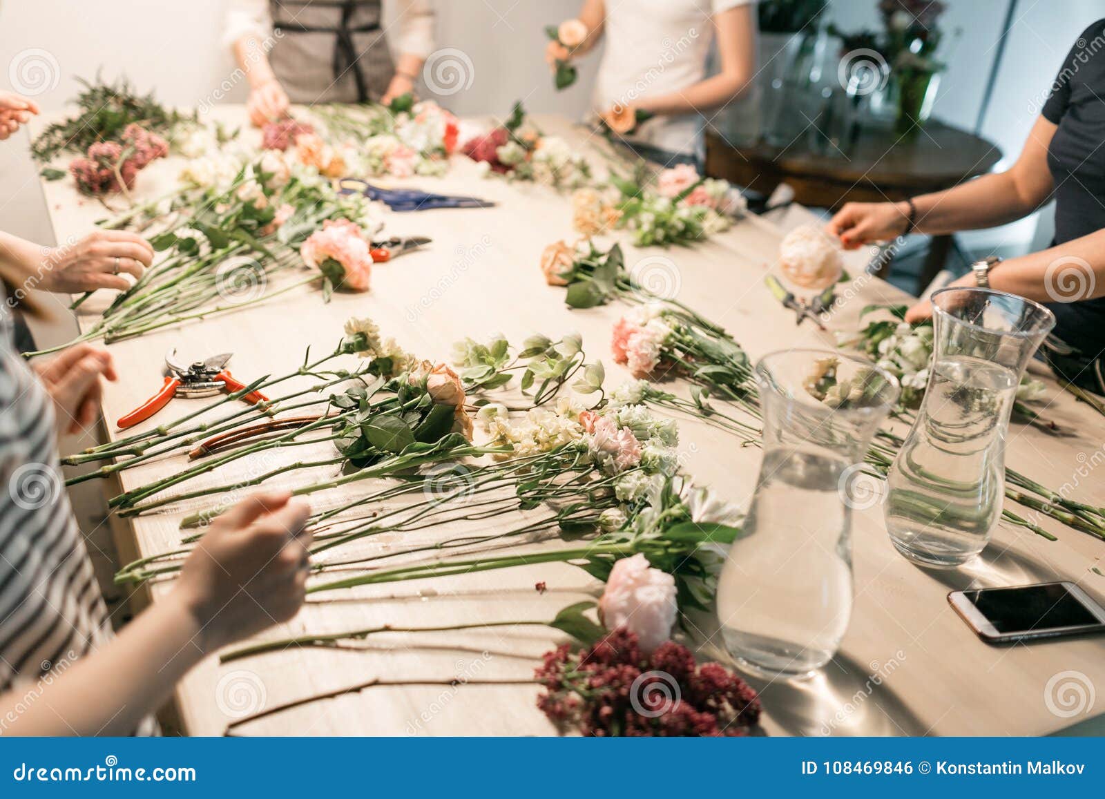Master Class on Making Bouquets. Summer Bouquet Stock Photo - Image of ...
