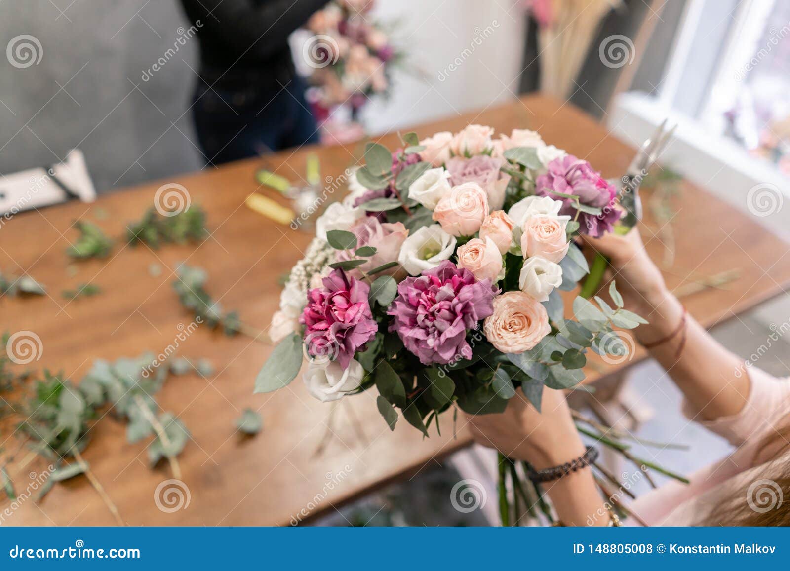 Master Class on Making Bouquets. Summer Bouquet Stock Photo - Image of ...