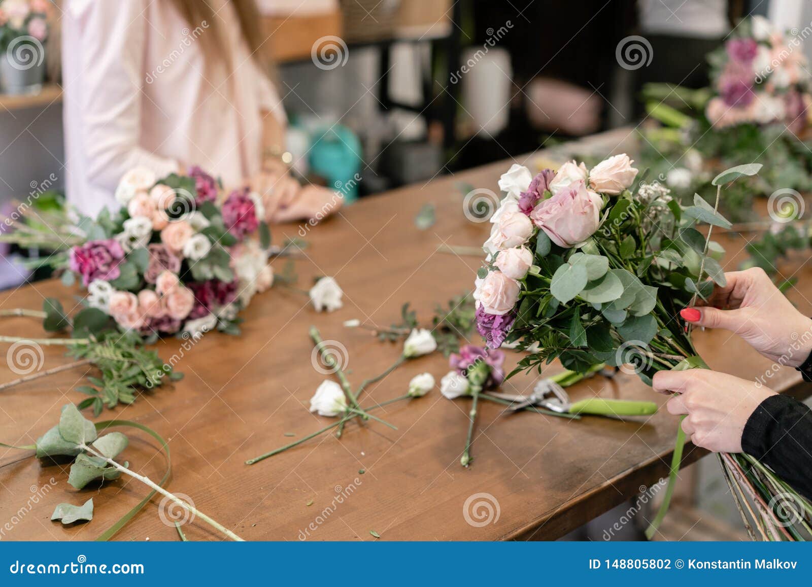 Master Class on Making Bouquets. Summer Bouquet Stock Photo - Image of ...