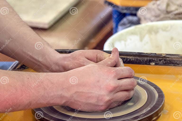 Master Class on Making a Ceramic Pot with a Potter`s Wheel. the Pottery ...