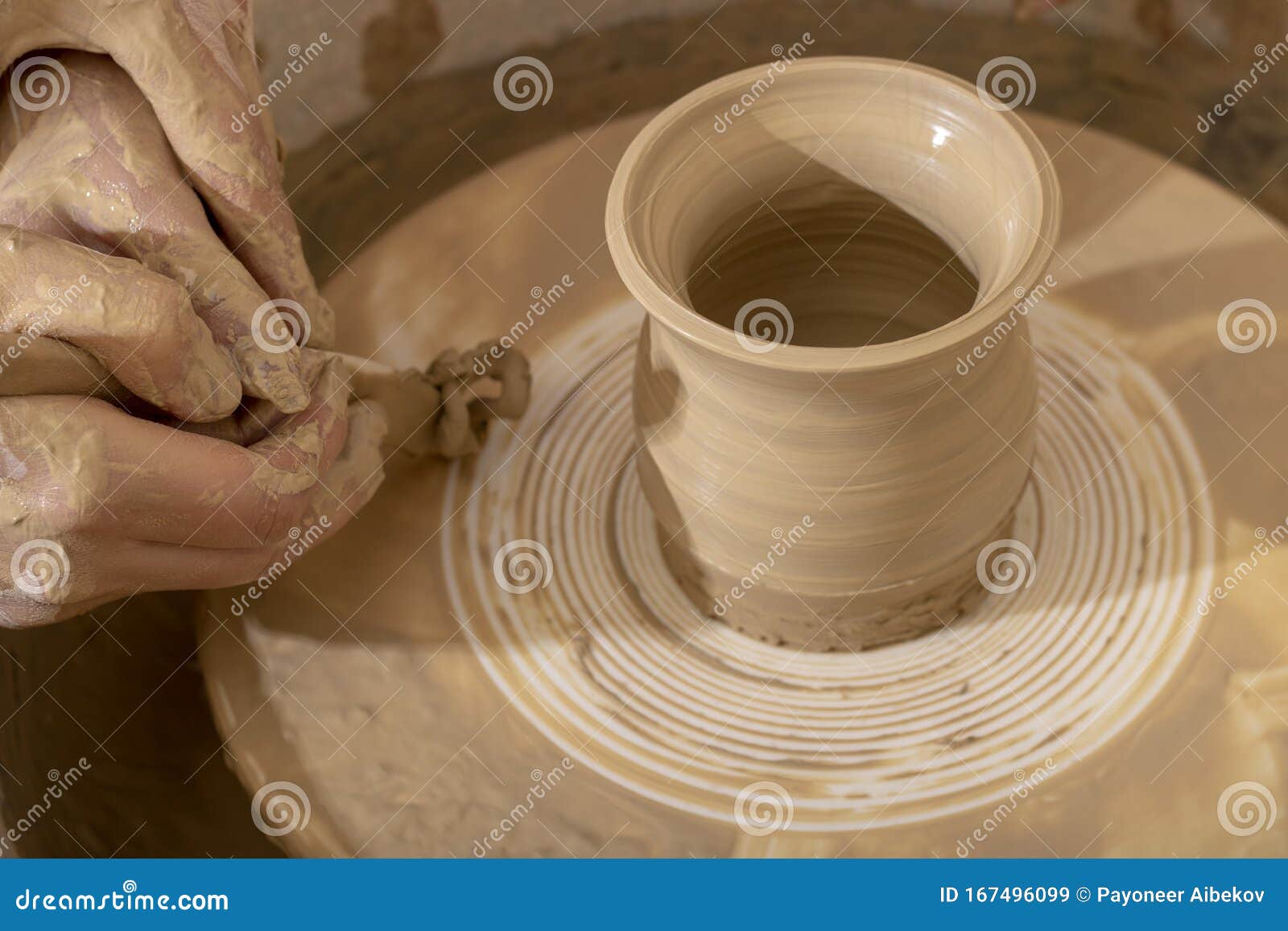 Master Class on Modeling of Clay on a Potter`s Wheel in the Pottery ...